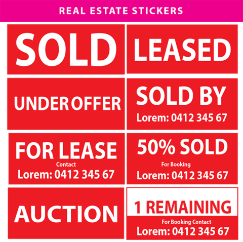 Real Estate Stickers (Sold | Leased | For Sale | For lease | Auction ...