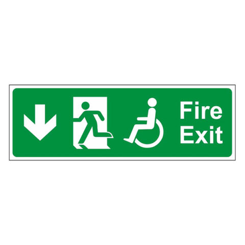 Fire Exit Down Arrow Sign - Banner House